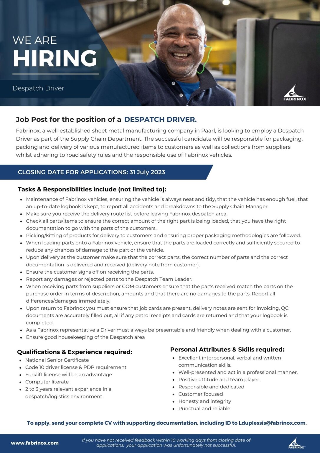 Join our team – Fabrinox