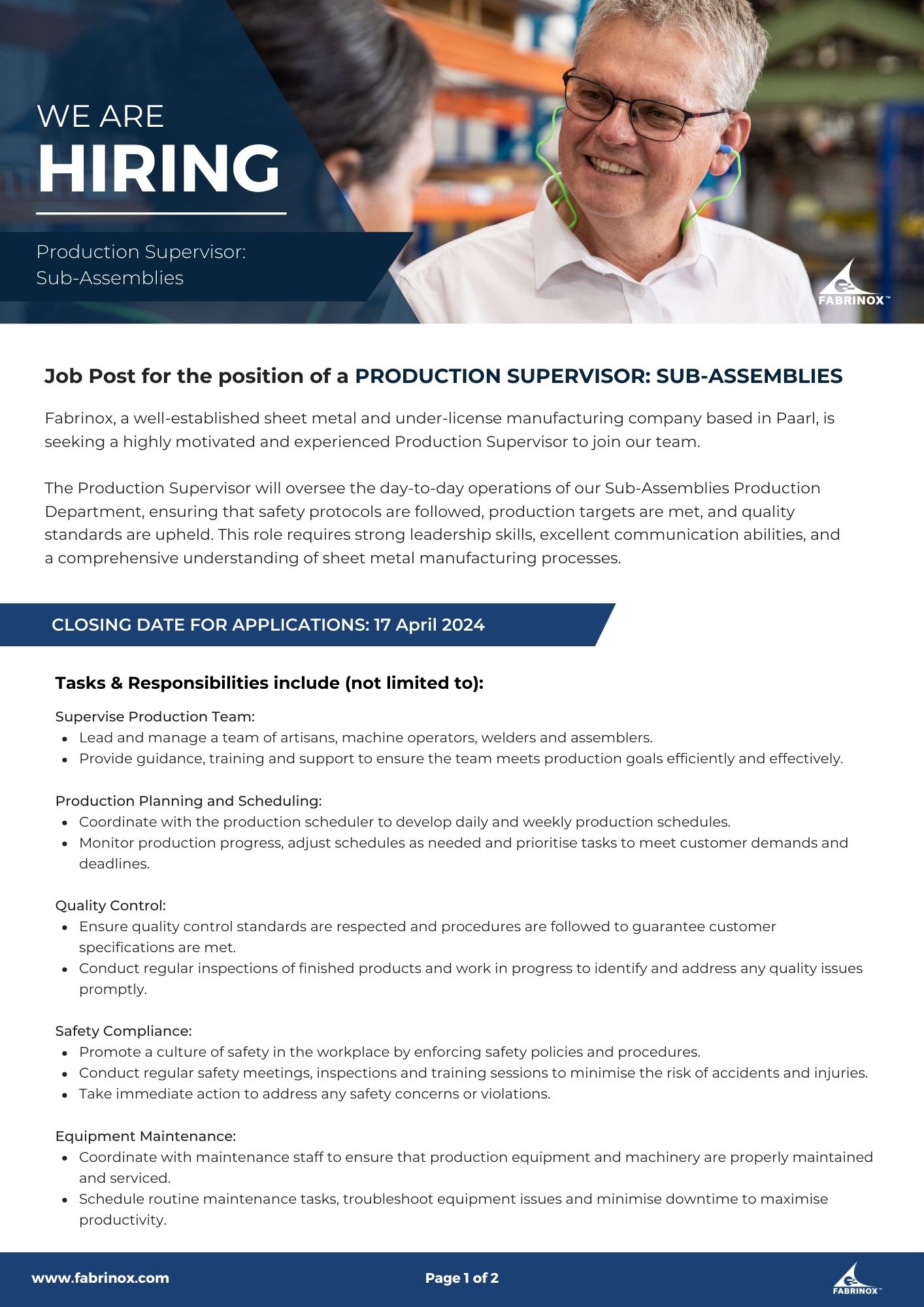 Join our team – Fabrinox